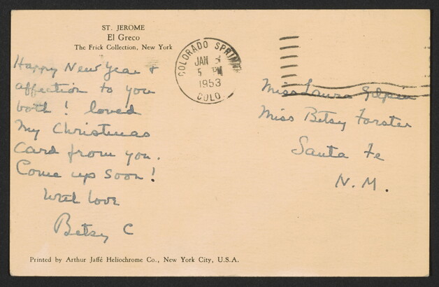 Betsy C, Colorado Springs, Colorado, to Betsy Forster and Laura Gilpin ...