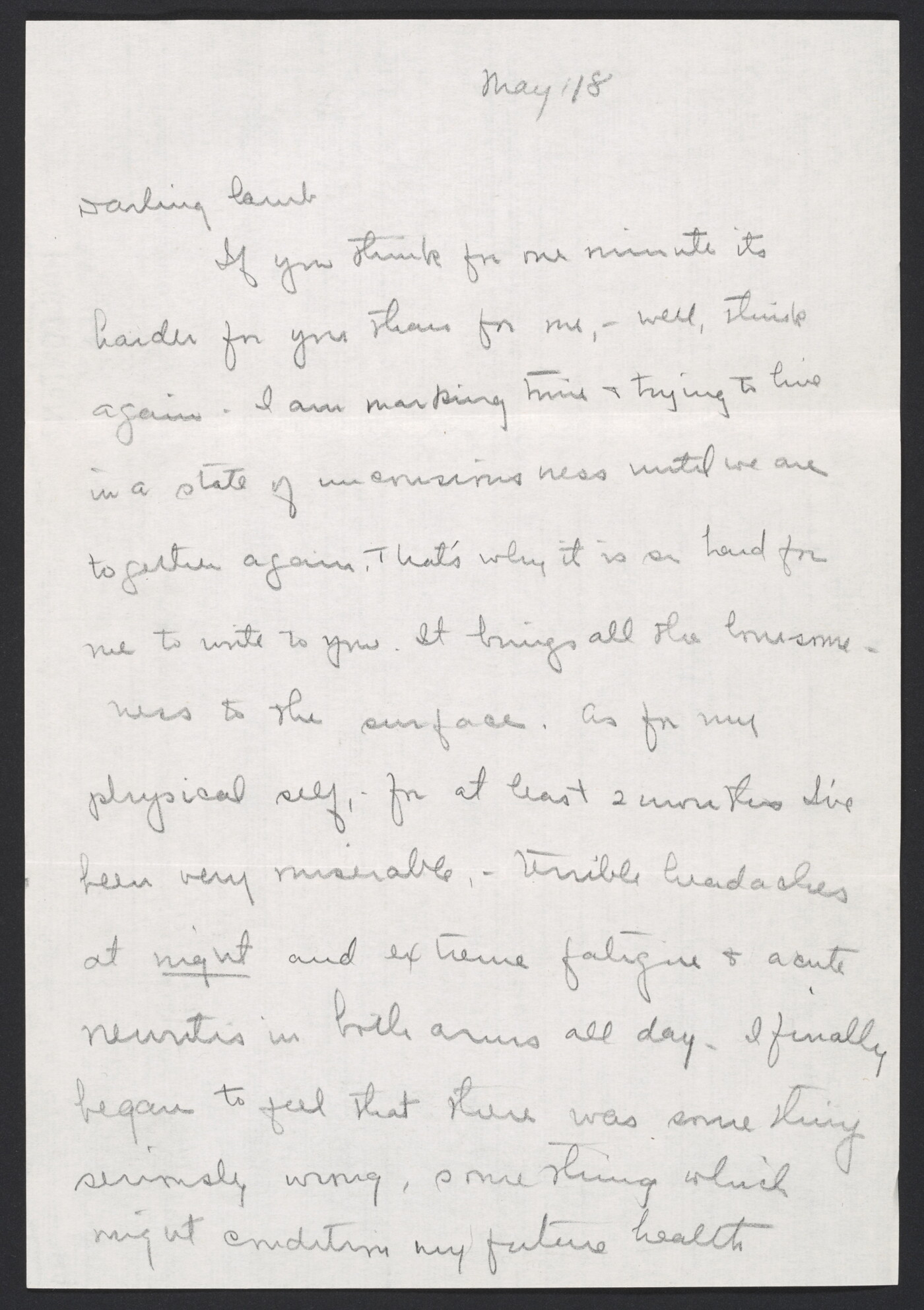 Elizabeth Forster, Colorado Springs, Colorado, to Laura Gilpin. May 18 ...