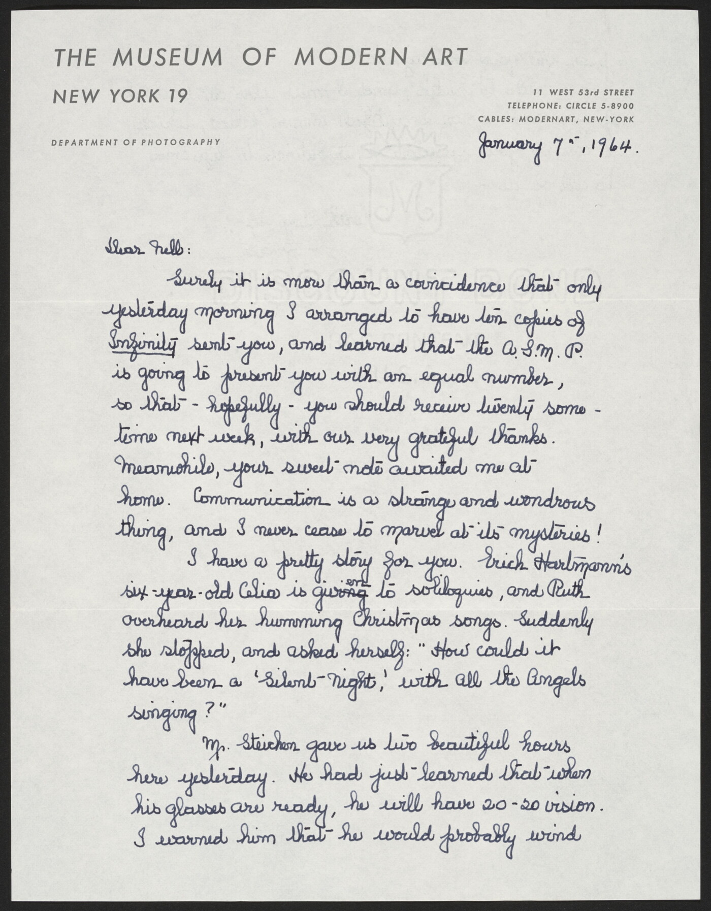 Grace M. Mayer, The Museum of Modern Art, New York, New York, to Nell ...