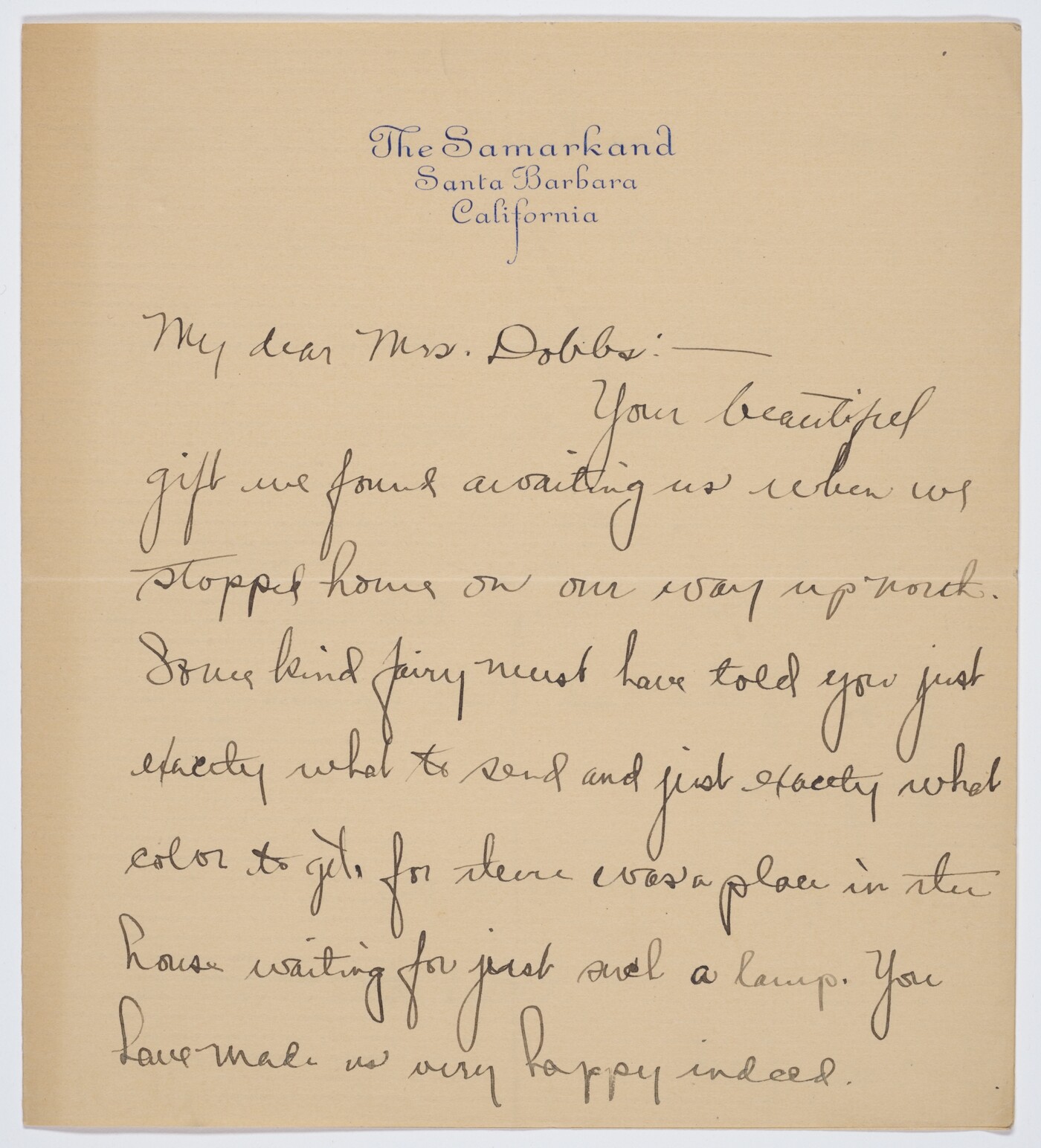 Ethel Wall Struss to Mrs. Dobbs. February 1, [1921]. | Amon Carter ...