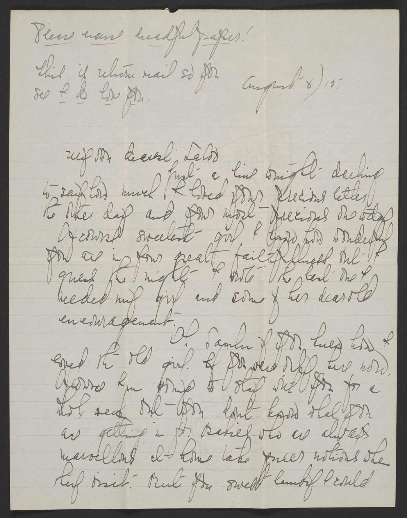 Gladys McConnell Fowler, Toronto, Canada, to Laura Gilpin. August 8 ...