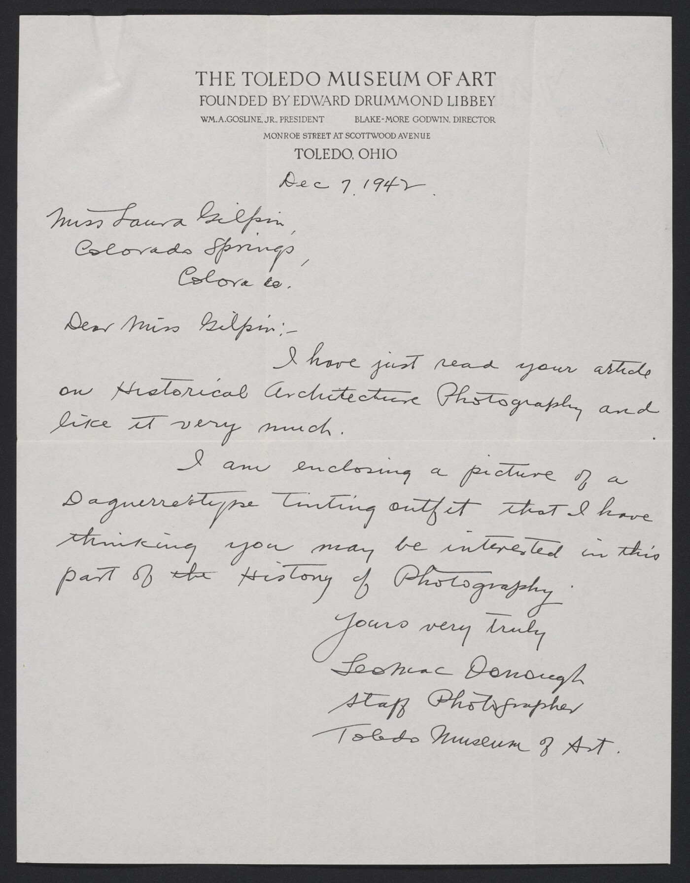 Leo MacDonough, Staff Photographer, The Toledo Museum of Art, Toledo ...