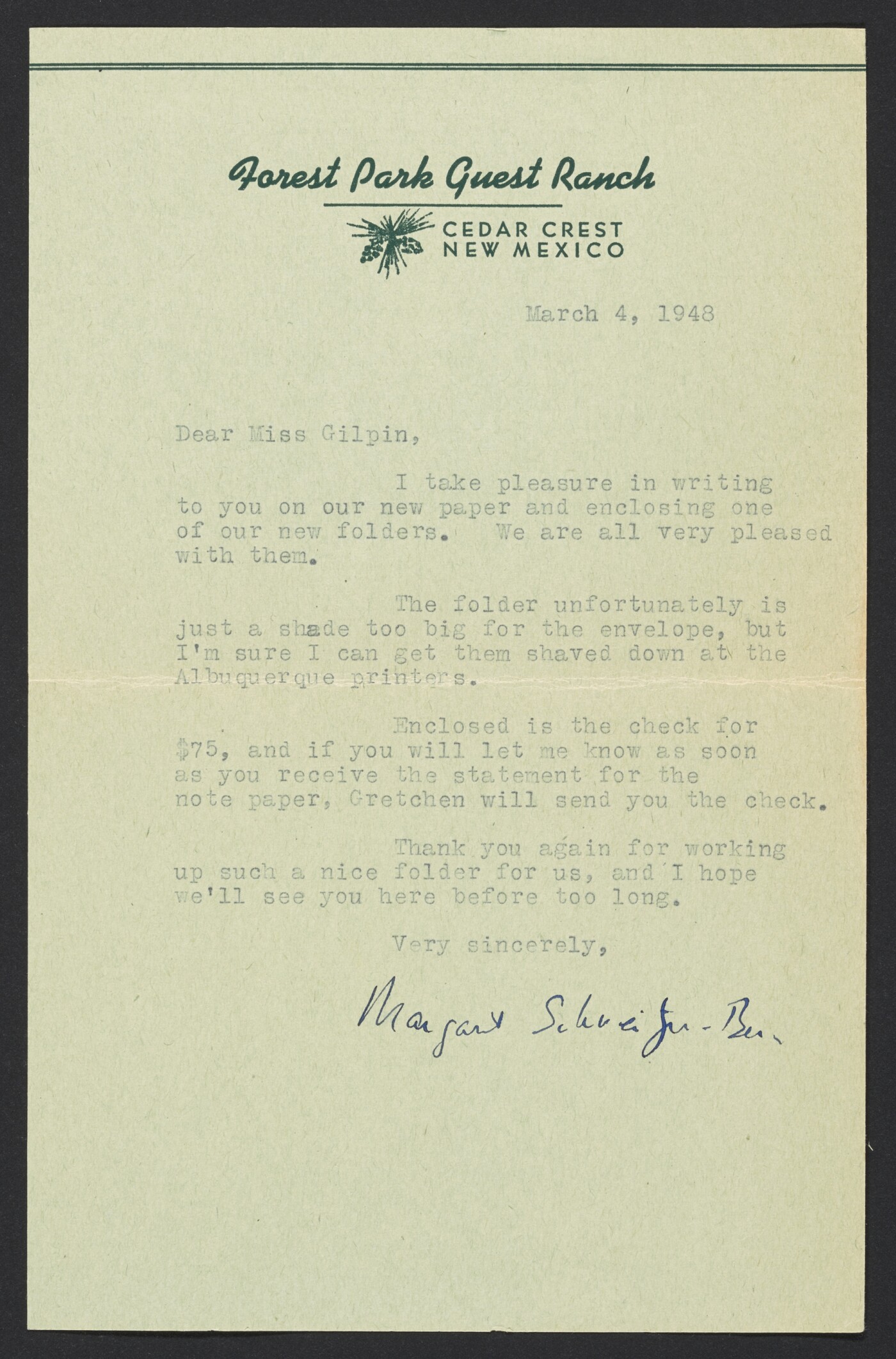 Margaret Schweitzer-Bern, Forest Park Ranch, Cedar Crest, New Mexico ...